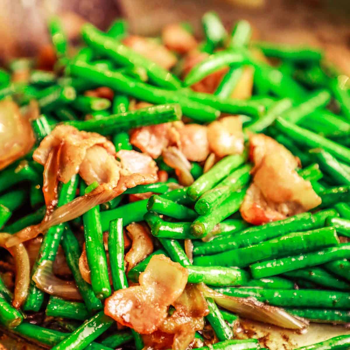 Sautéed String Beans (Adobong Sitaw) with Bacon - Seaside Recipes