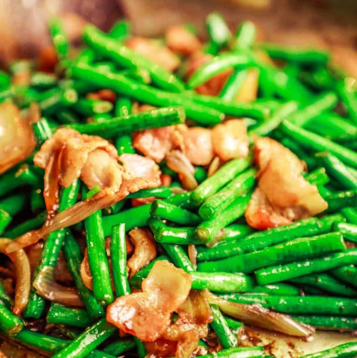 Sautéed String Beans (Adobong Sitaw) with Bacon - Seaside Recipes